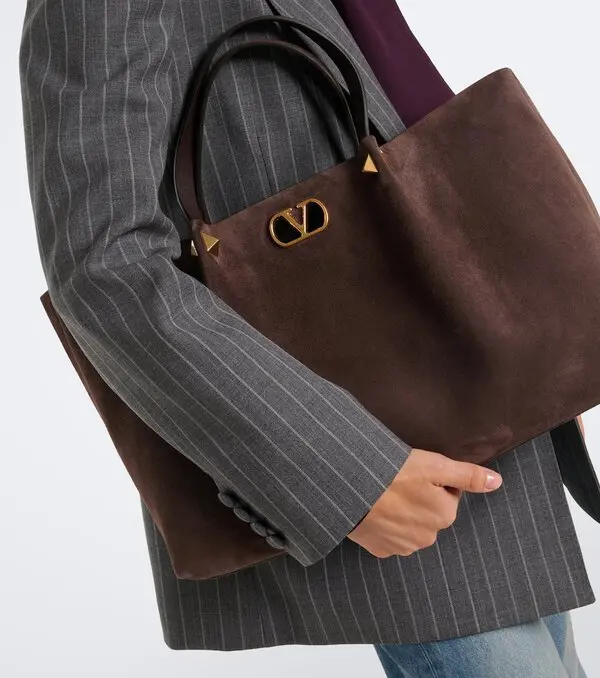 Valentino Garavani Vlogo Signature Suede Tote Bag