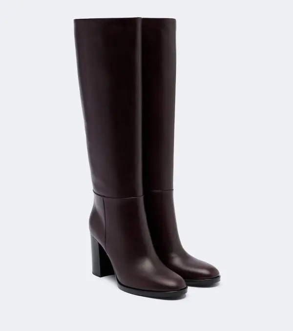 GIANVITO ROSSI Santiago Leather Knee-high Boots - Burgundy