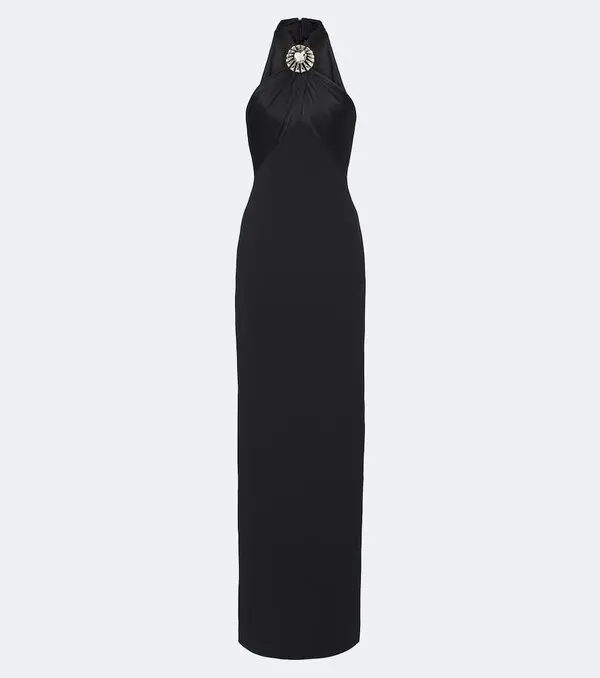 David Koma Embellished Halterneck Gown - Black