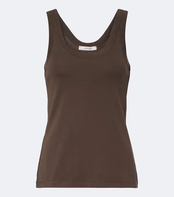 LEMAIRE Ribbed-knit Cotton Tank Top - Brown