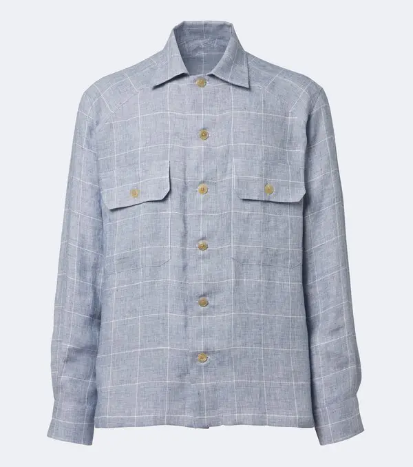 Ralph Lauren Purple Label Checked Linen Jacket