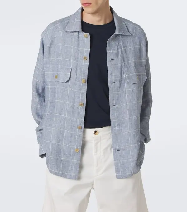 Ralph Lauren Purple Label Checked Linen Jacket
