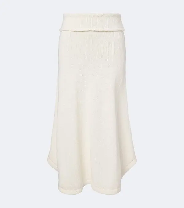 AYA MUSE Knitted Cotton Midi Skirt - White