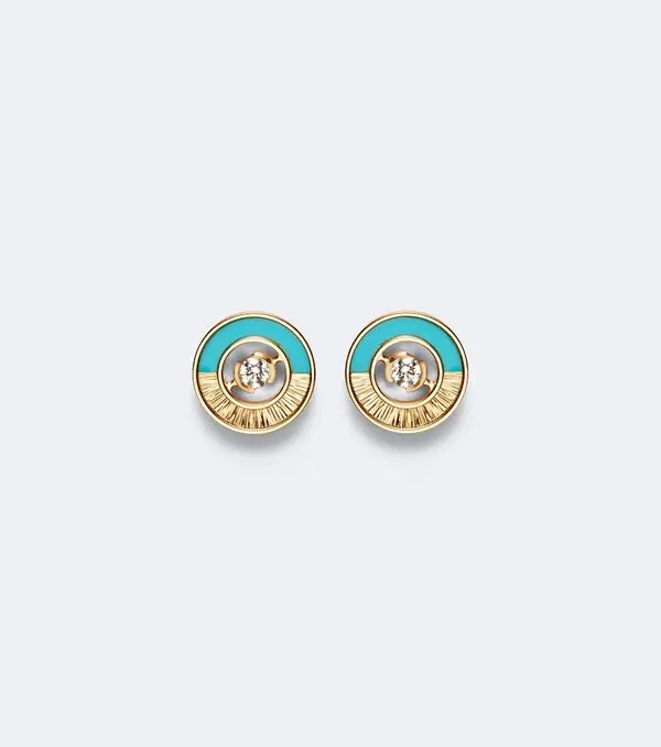 PIAGET Possession Vibrant Palace 18kt Rose Earrings With Turquoise And Diamonds - Gold
