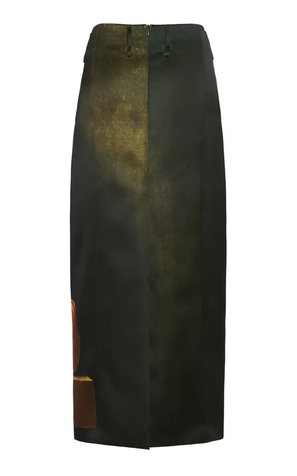 Dries Van Noten Sentista Printed Satin Midi Skirt