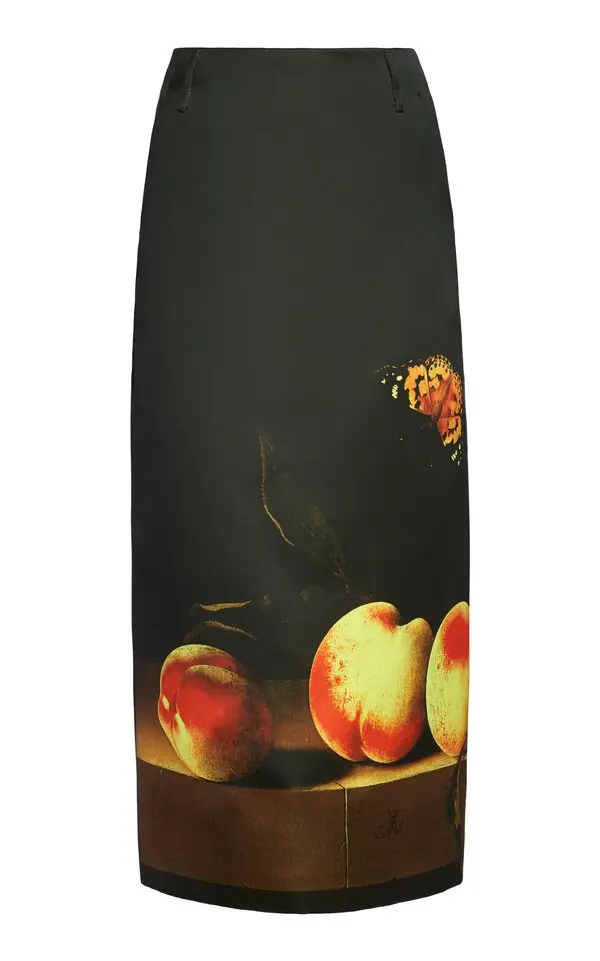 Dries Van Noten Printed Satin Midi Skirt