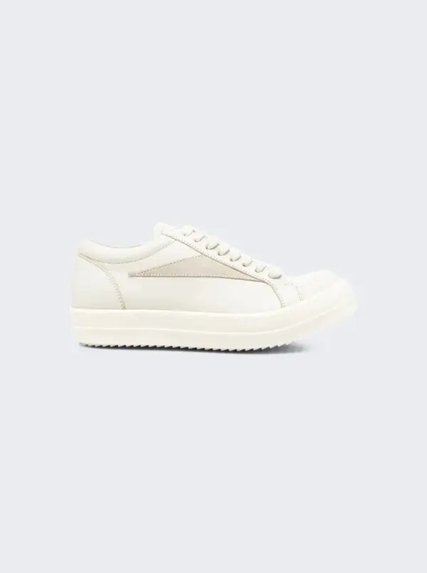 Rick Owens Low Top Sneakers With Suede Applique - Ivory