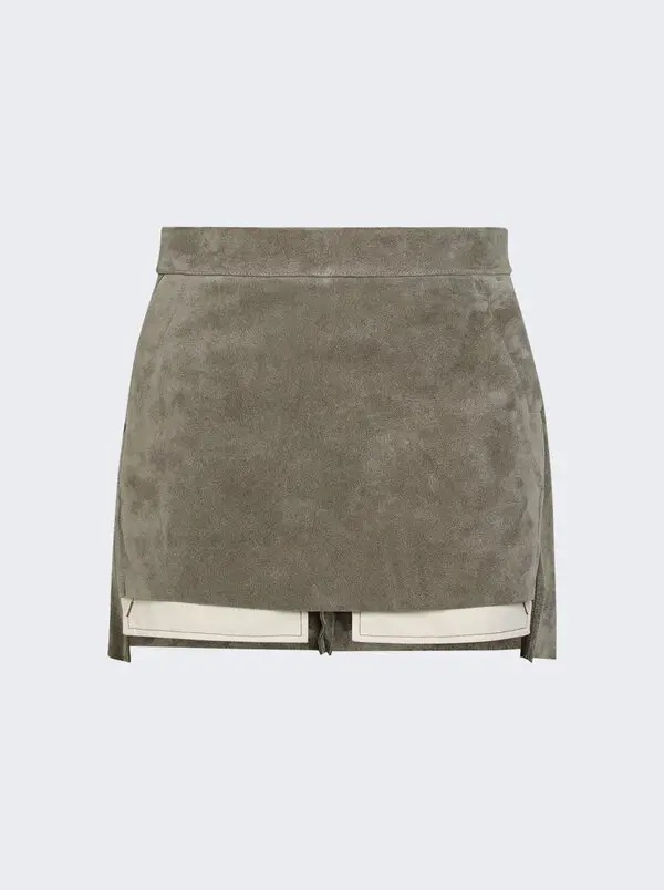 Rick Owens Tower Fog Cutoff Mini Skirt Steel Suede - Grey