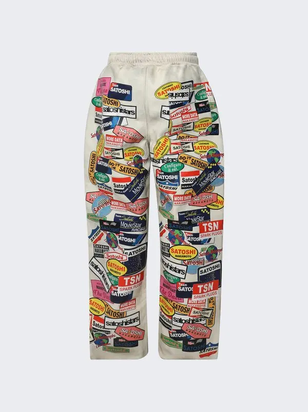 SATOSHI NAKAMOTO Codex Print Leather Pant White