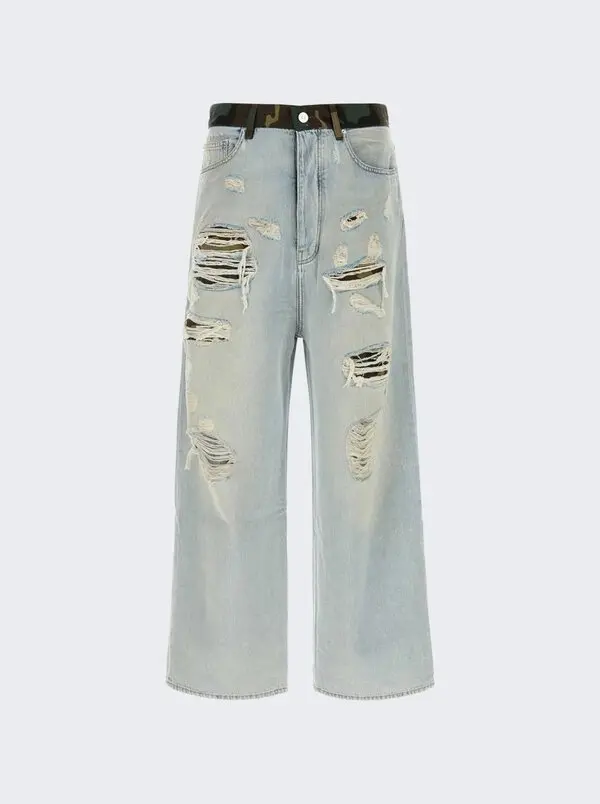 Amiri Camouflage Waist Distressed Baggy Jeans