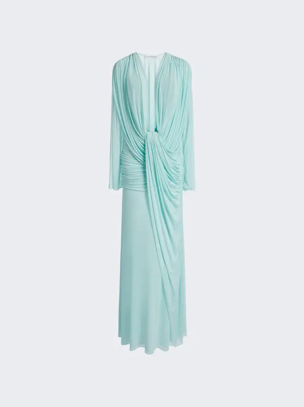 Christopher Esber Ripple Drape Long Sleeve Gown Mystic Mint