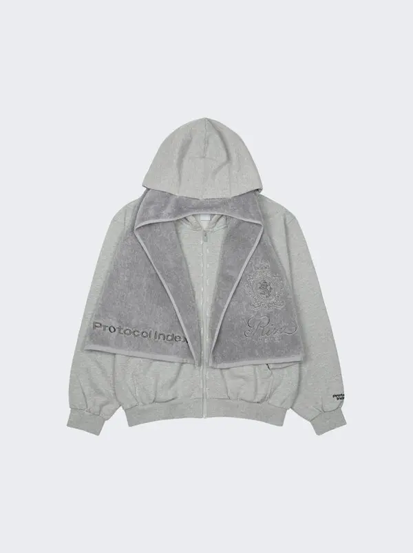 PROTOCOL INDEX Terry Towel Zip Hoodie - Grey
