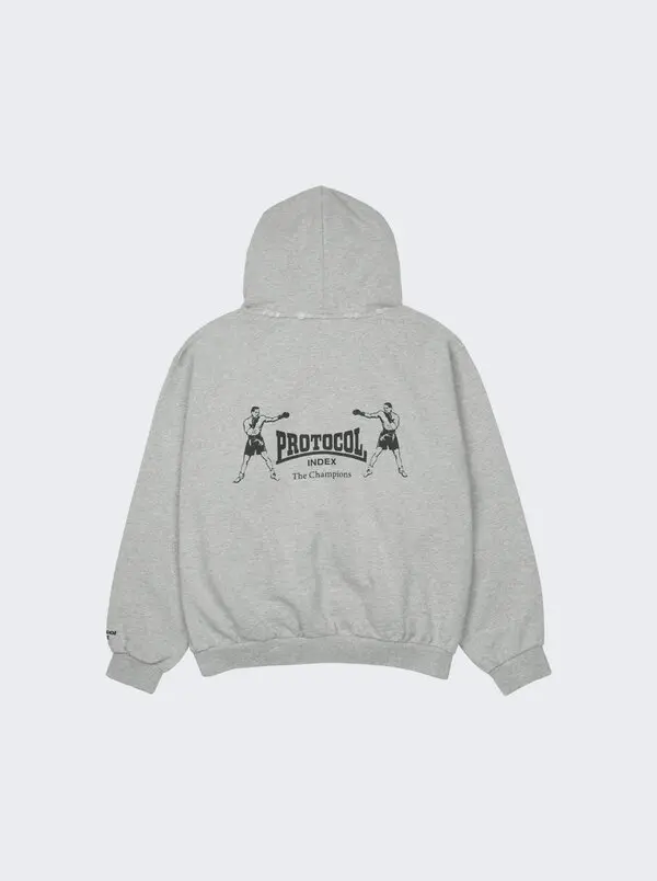 PROTOCOL INDEX Terry Towel Zip Hoodie - Grey