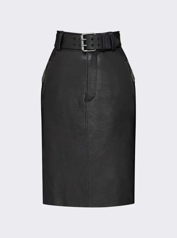 Saint Laurent Belted Pencil Skirt - Black