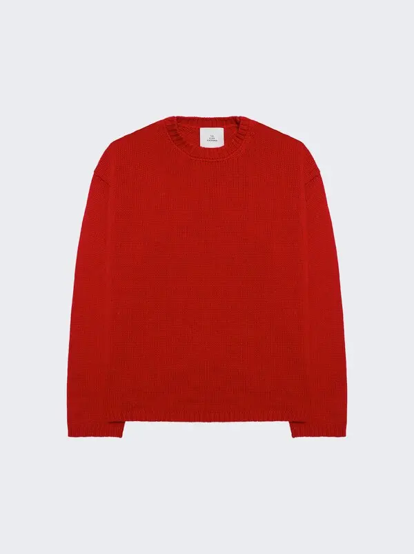 THE ELDER STATESMAN Airspun Dume Crewneck Sweater Robin - Red