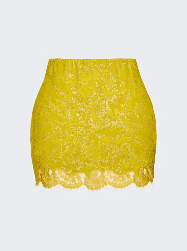 Saint Laurent Baroque Mini Skirt Jaune Acide