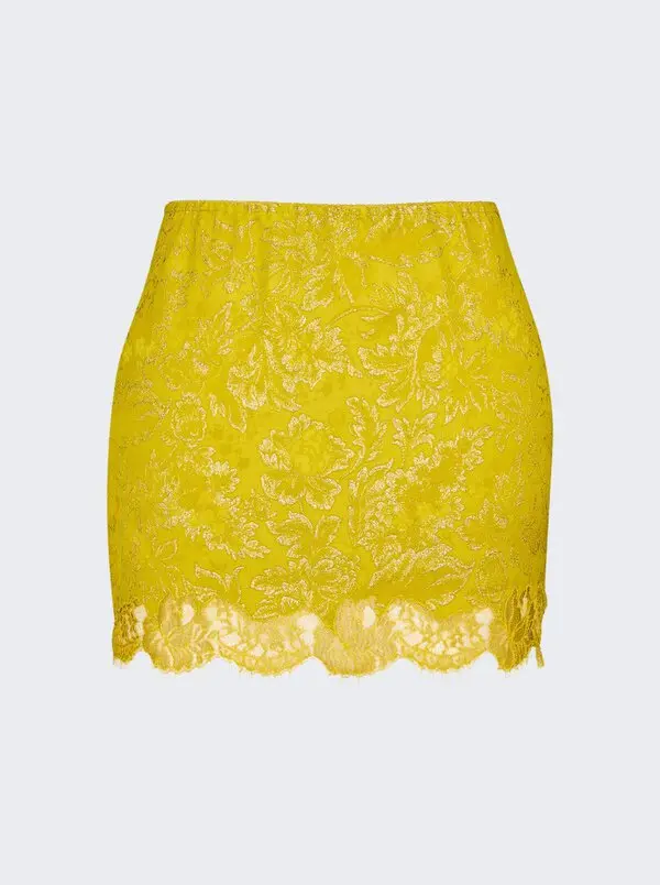 Saint Laurent Baroque Mini Skirt Jaune Acide