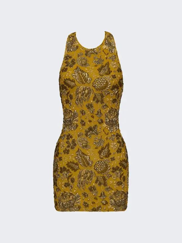 Saint Laurent Cross Back Mini Dress Mordore Or - Orange