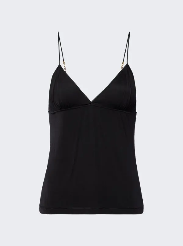 Saint Laurent Cassandre Chain Detail Camisole - Black