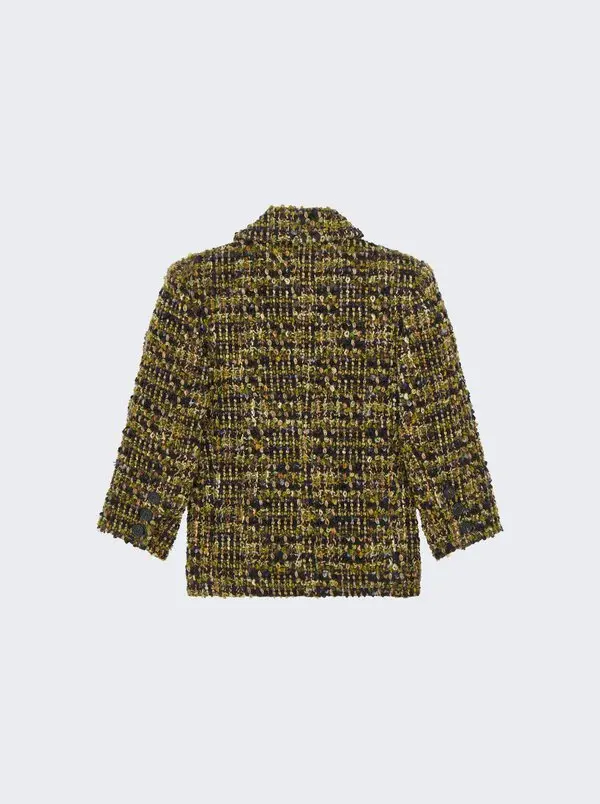 Saint Laurent Single Breasted Tweed Jacket Gris Vert