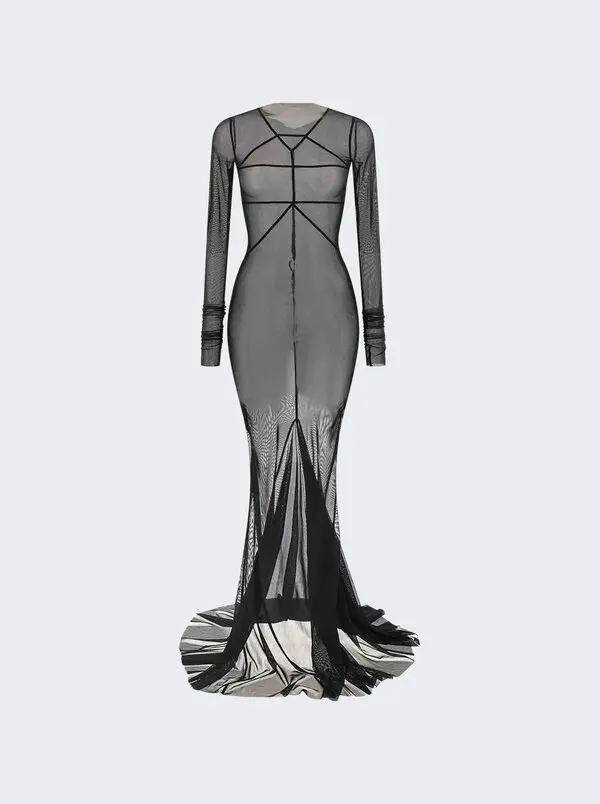Rick Owens Sheer Temple Gown Dna - Black