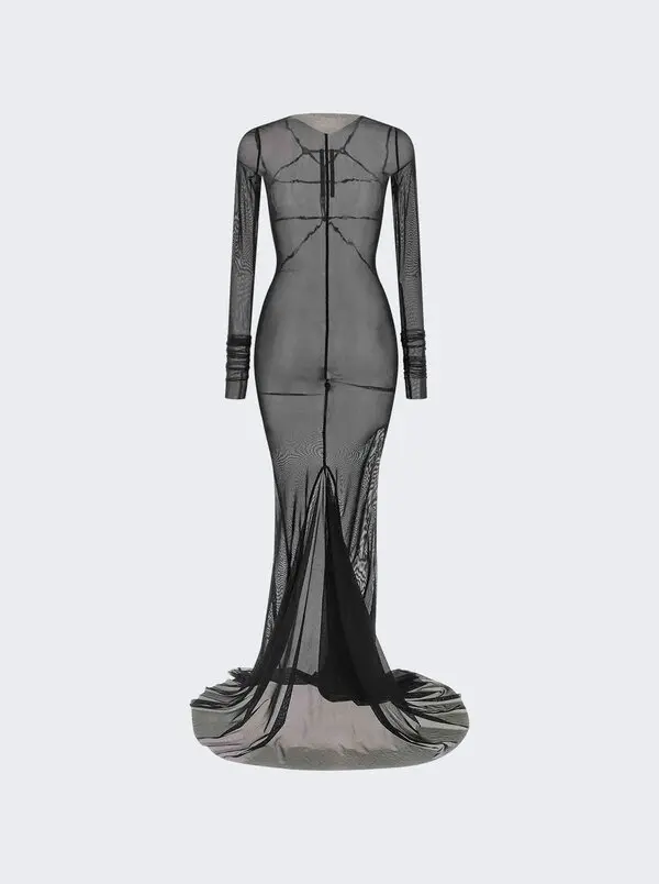 Rick Owens Sheer Temple Gown Dna - Black