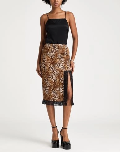 CARLA G. Leopard Print Viscose Midi Skirt With Lace Trim