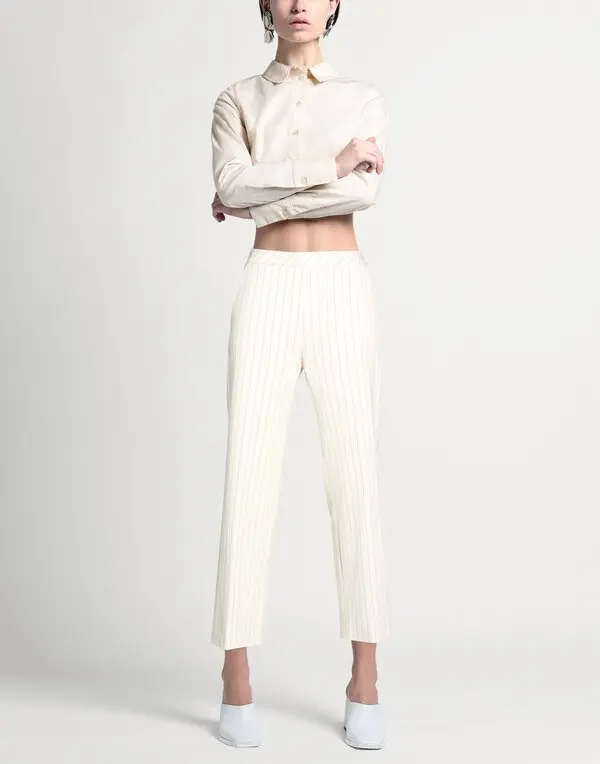 MARIA BELLENTANI Viscose Blend Striped Wide-leg Trousers
