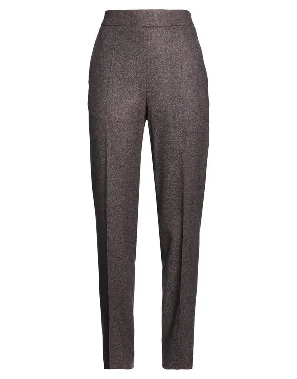 Agnona Wool Blend Tweed Tapered Trousers - Dark Brown