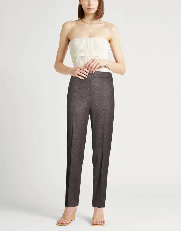 Agnona Wool Blend Tweed Tapered Trousers - Dark Brown