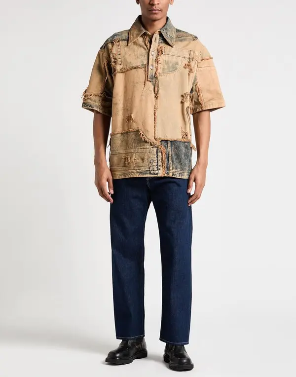 Dolce & Gabbana Denim Shirt Camel Size Paper, Elastane