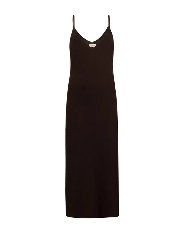 Officine Générale Dark Merino Wool Midi Dress - Brown