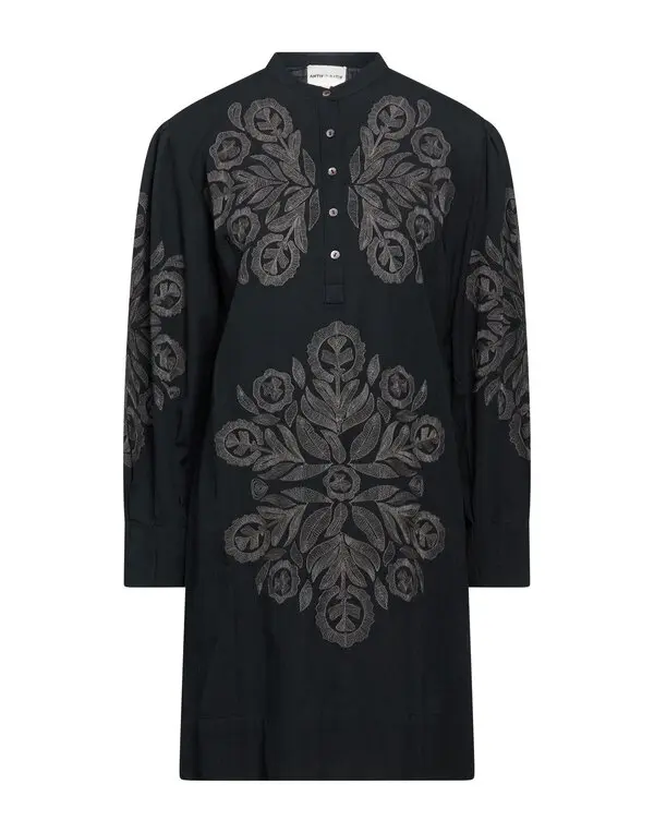 Antik Batik Cotton Mini Dress With Appliqué And Embroidery