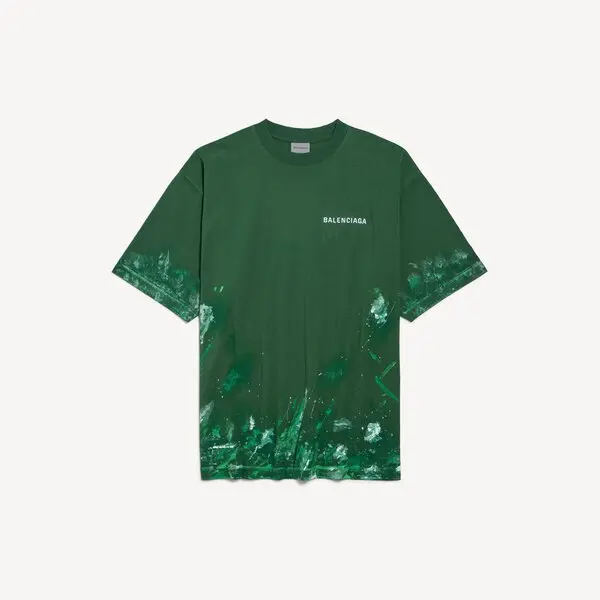 Balenciaga Paint Splatter Medium Fit T-shirt - Green