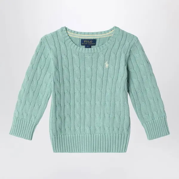 Polo Ralph Lauren Celadon Cable Knit Cotton Jumper - Green