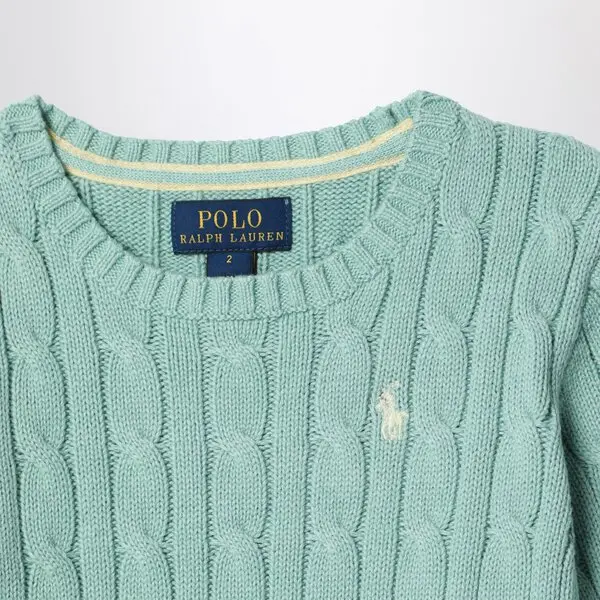 Polo Ralph Lauren Celadon Cable Knit Cotton Jumper