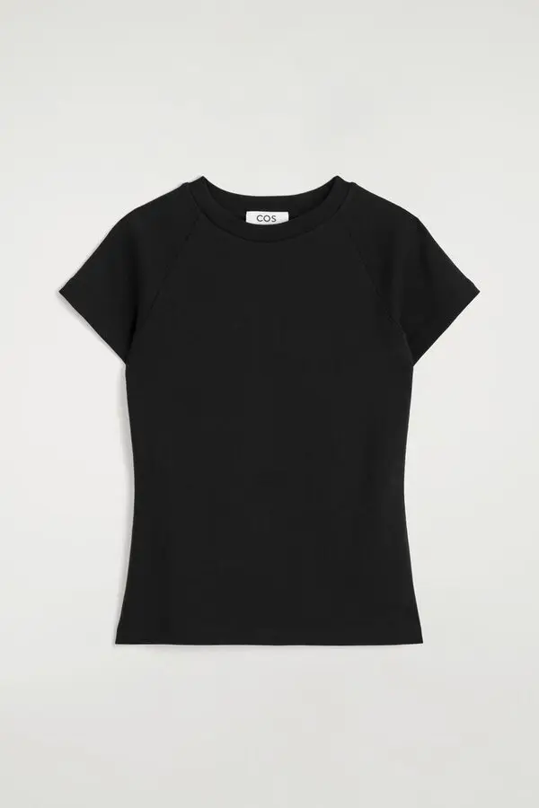 Cos Slim Cotton Raglan T-shirt - Black
