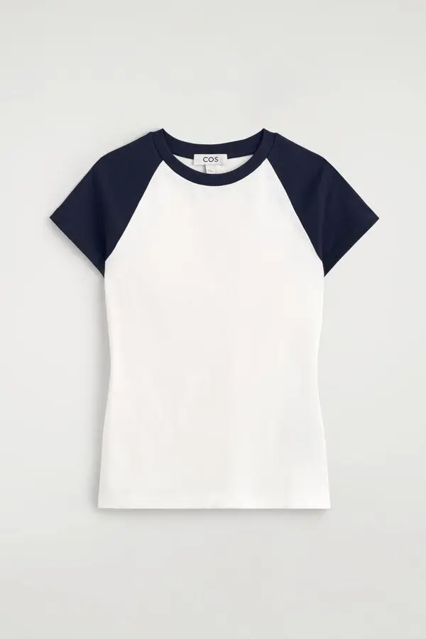 Cos Slim Cotton Raglan T-shirt - Navy