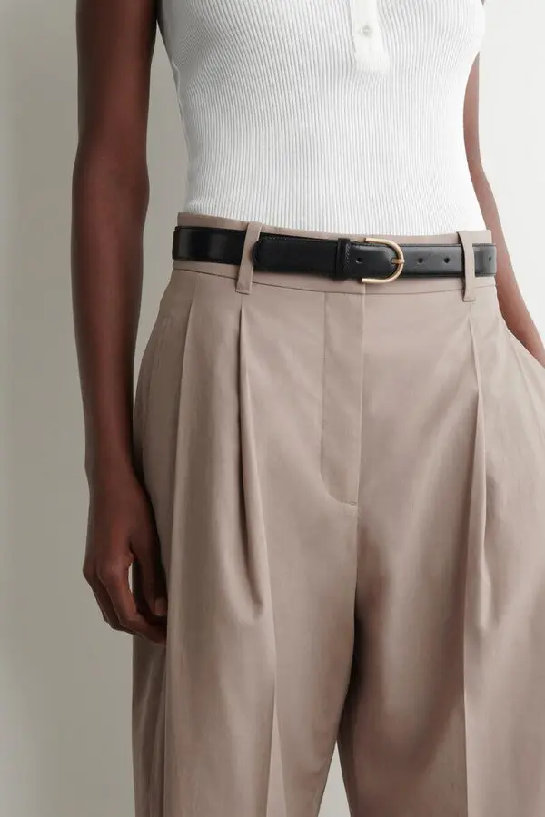 Cos Tailored Cotton Barrel-leg Pants - Beige