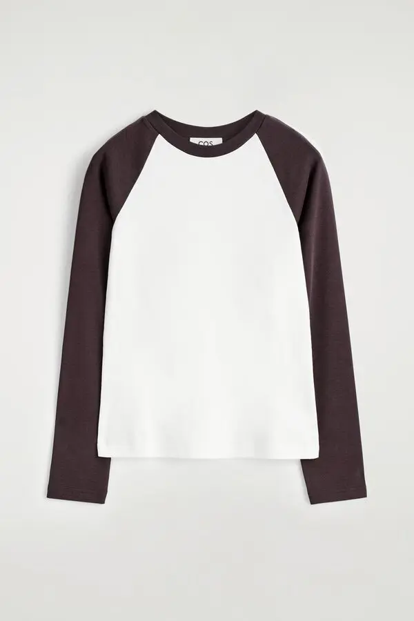 Cos Long Sleeve Cotton Raglan T-shirt - Brown