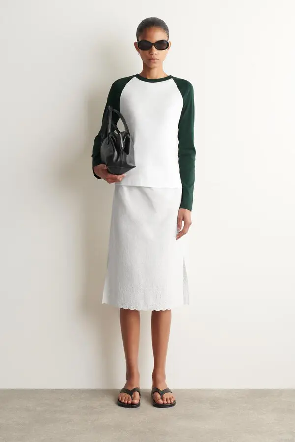 Cos Long-sleeved Cotton Raglan T-shirt - Green