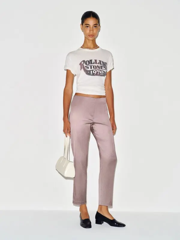 REFORMATION Hadley Mid Rise Satin Pant - Grey