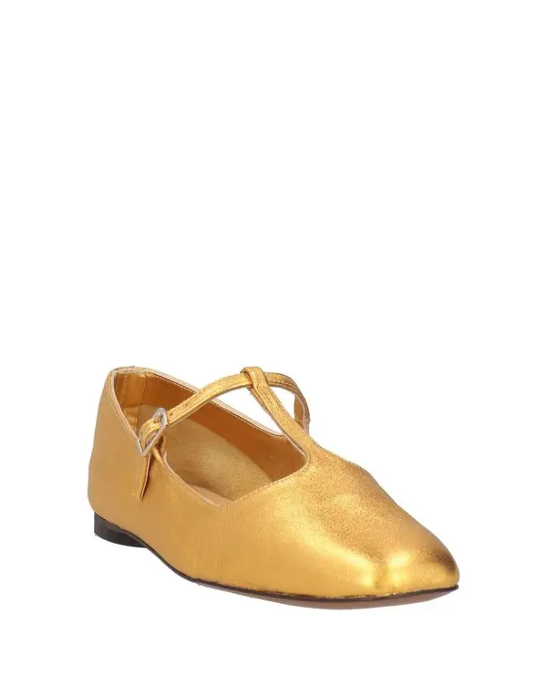 CastaÑer Metallic Leather Mary Jane Ballet Flats