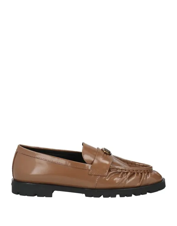 Pinko Glossed Leather Loafers With Logo Embellishment