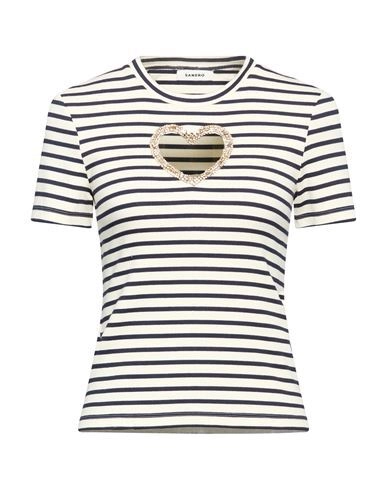 Sandro Top Cream Size Cotton, Elastane