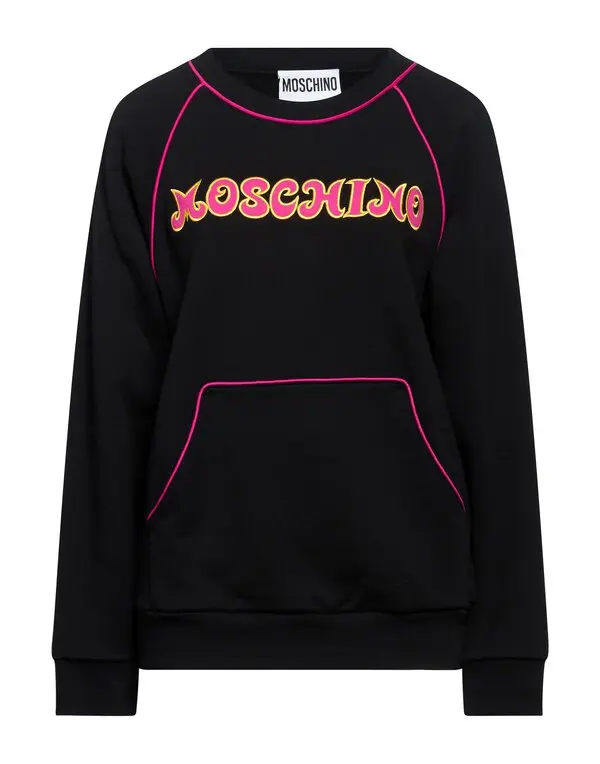 Moschino Cotton Sweatshirt With Embroidered Logo - Black