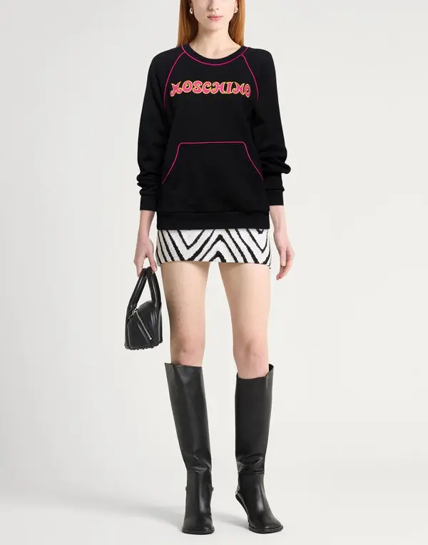 Moschino Cotton Sweatshirt With Embroidered Logo - Black