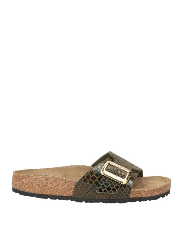 BIRKENSTOCK Snakeskin Print Leather Slide Sandals
