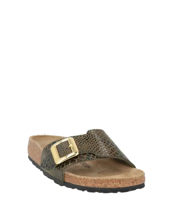 BIRKENSTOCK Snakeskin Print Leather Slide Sandals