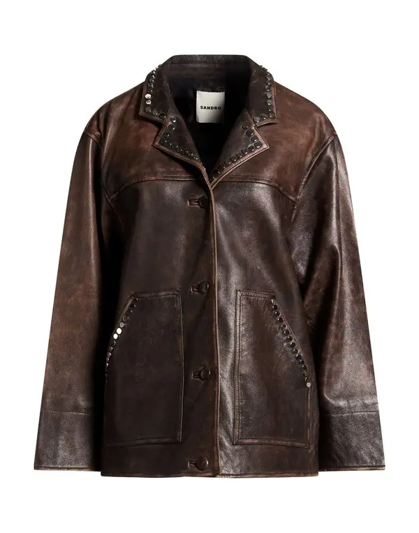 Sandro Jacket Dark Size Lambskin